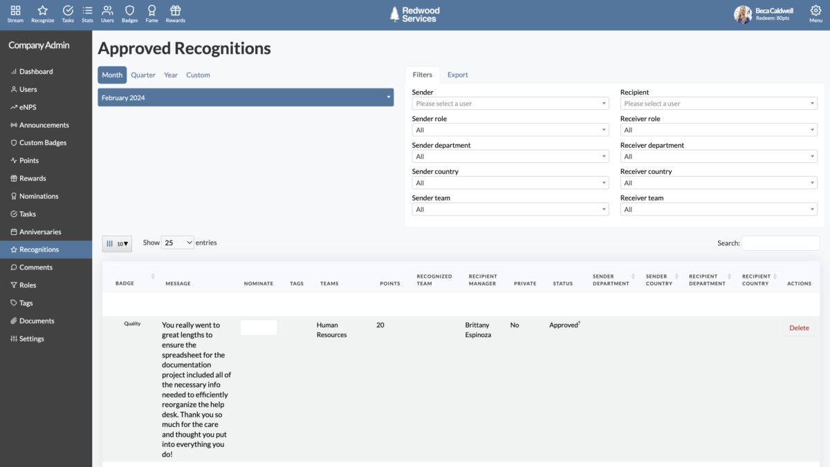 Recognize: Product Updates